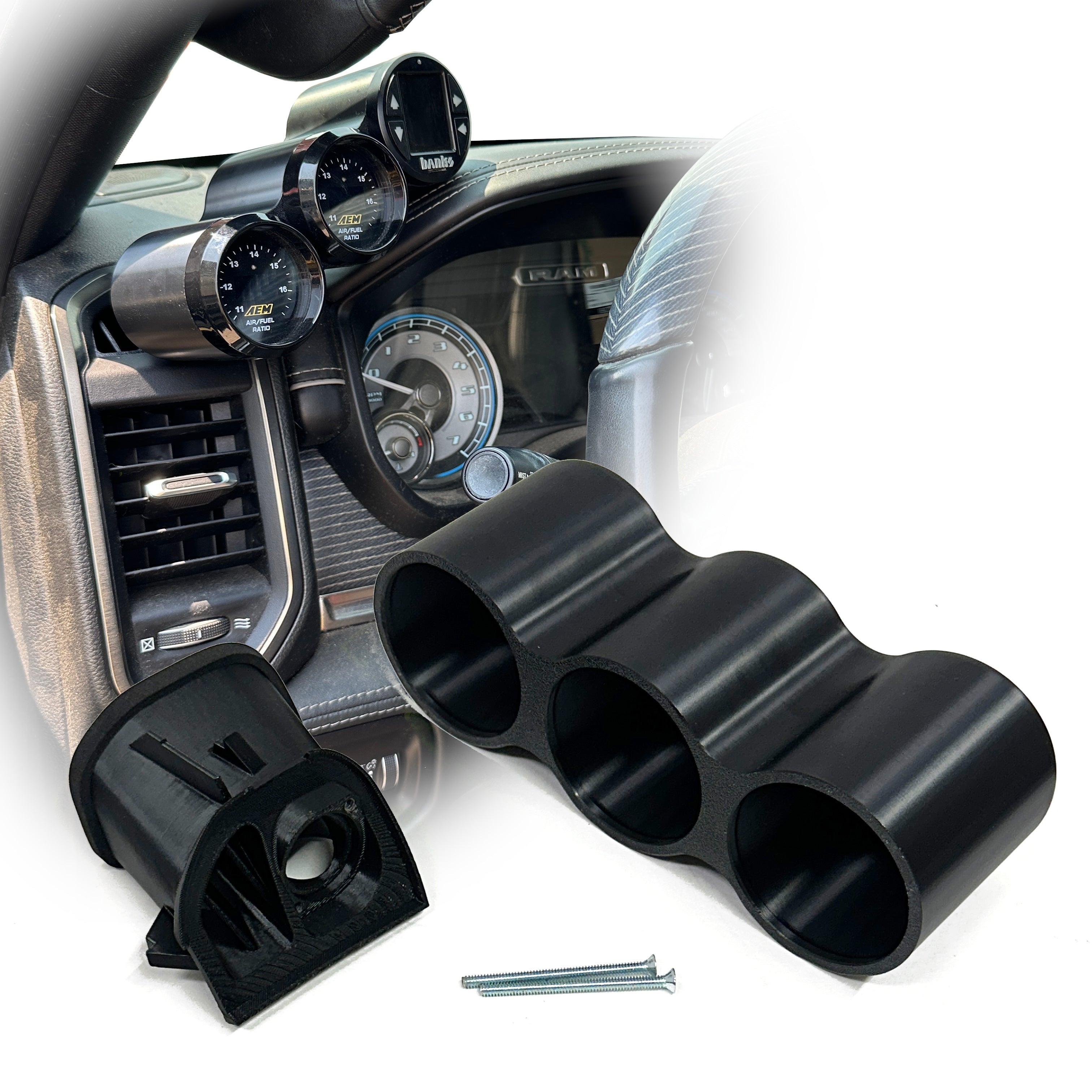 Triple gauge pod mount for 2019-2027 Ram defrost vent 52mm – carzdeluxe