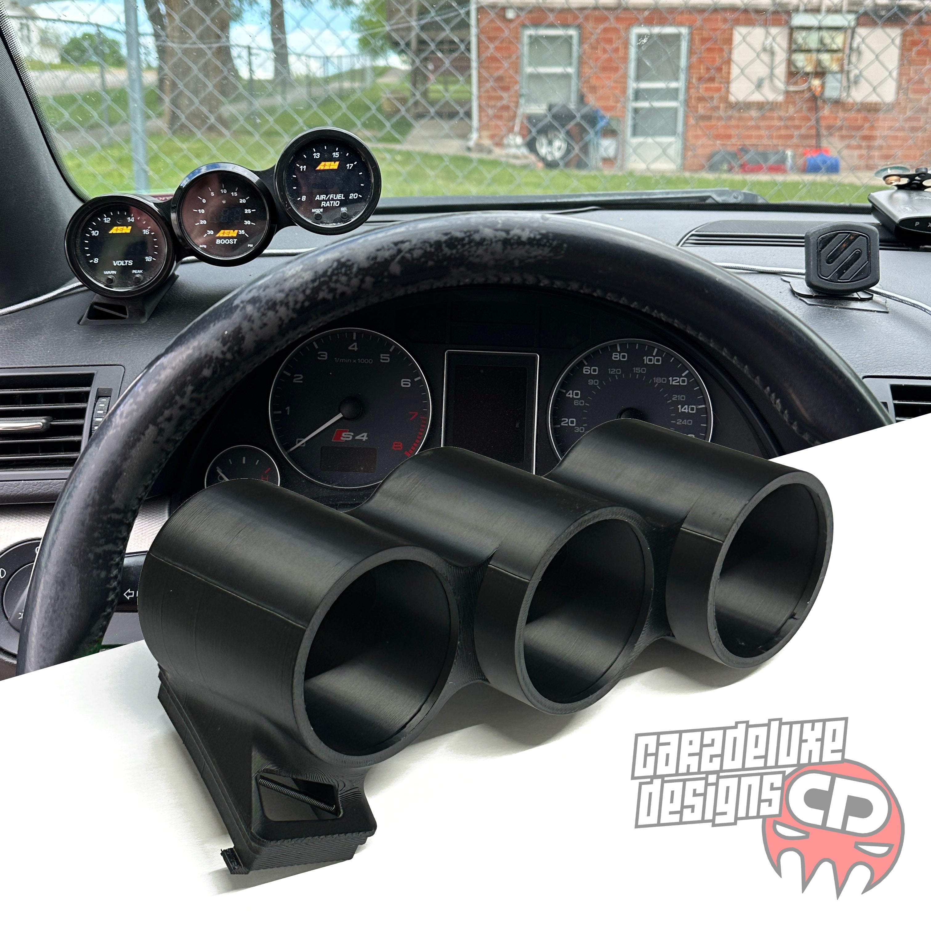 Triple gauge pod mount for Audi A4, S4 2002-2008 functional defrost ve ...