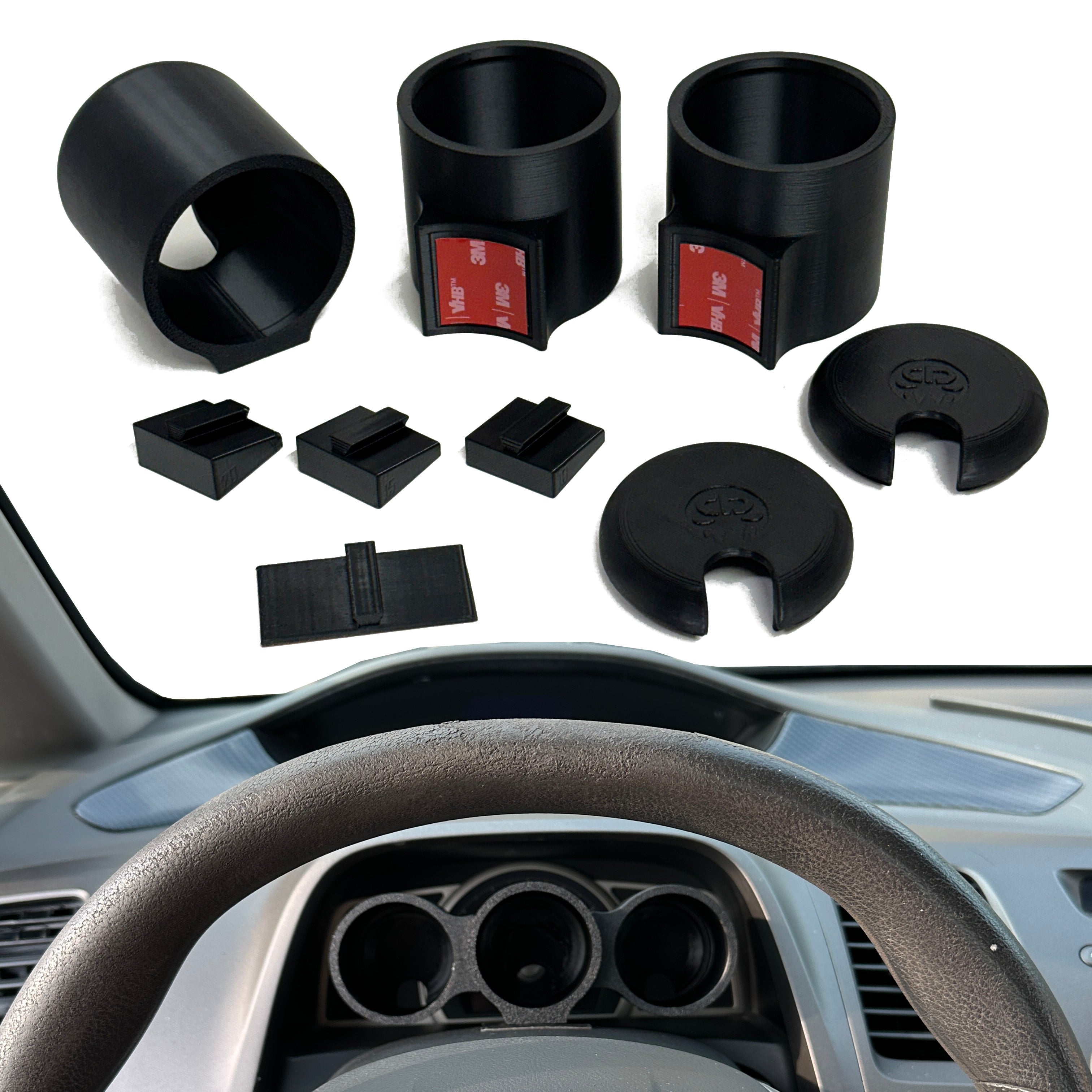 Universal Triple gauge pod mount 52mm rail steering column dash cluste ...